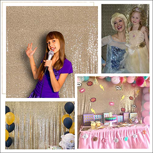 Juya Delight Light Gold Sequin Photography Backdrop Curtain for Party Banquet Festival Wedding Anniversary Exhibition,(6ft x 8ft,Light Gold)…