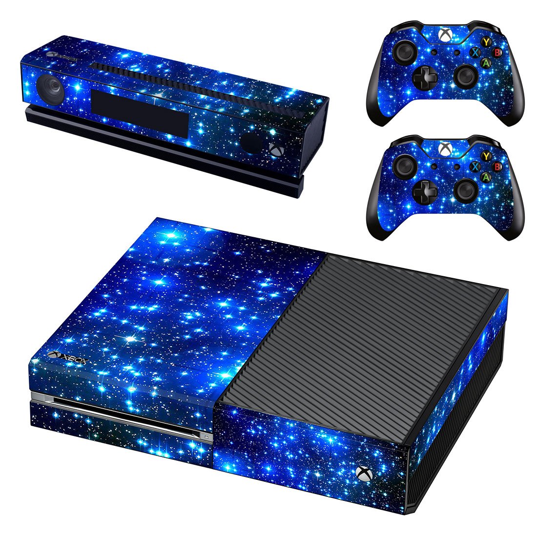 Wodoys Vinyl Stickers Skins Fit for Xbox One Console and Controllers Suit Whole Body, Blue Starry Sky