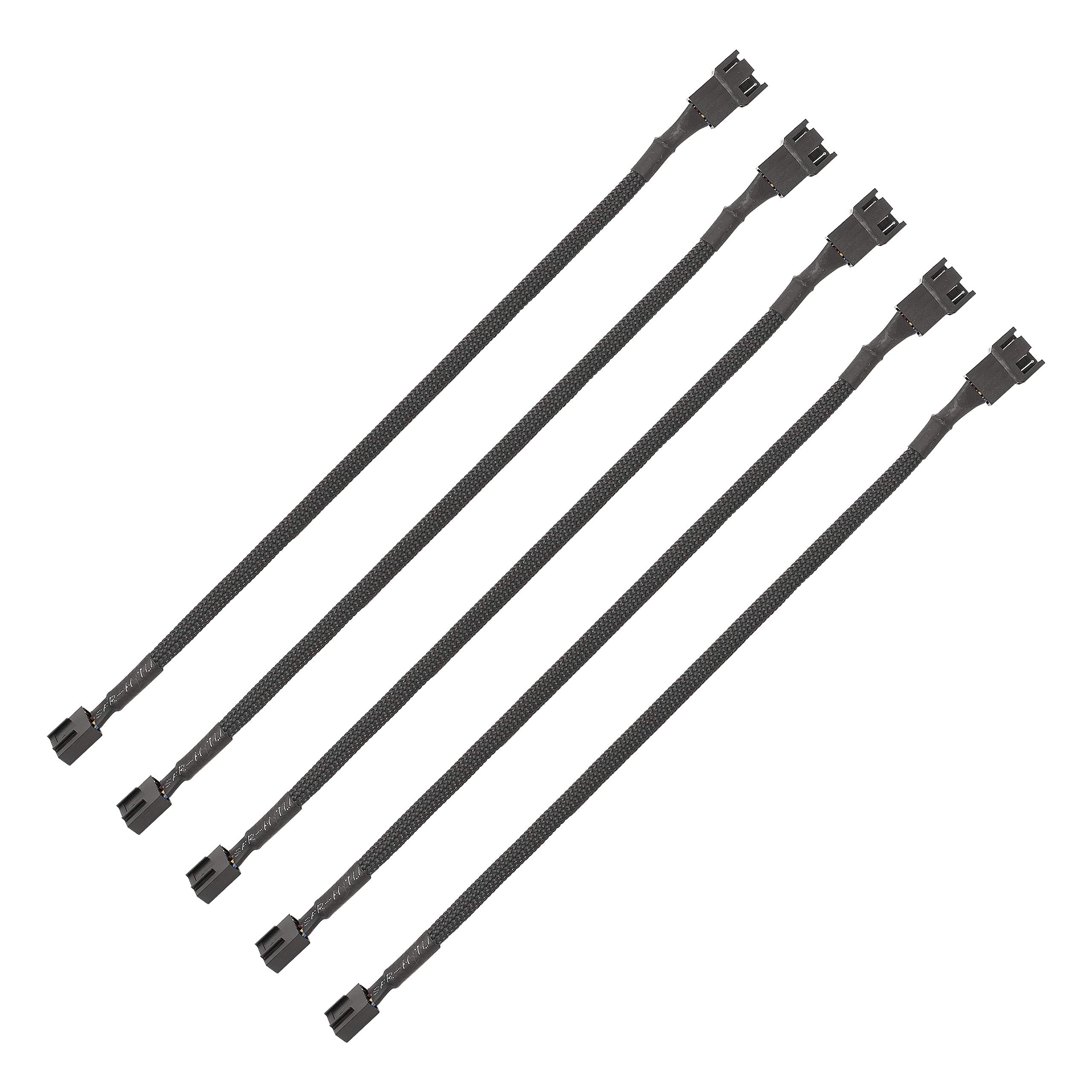 BUYMINERS.CA PWM Fan Extension Cable - 10.5 inch PC Fan Extension Cable, Durable, Black Braided Nylon Case Fan Extension Cable (5 Pack)