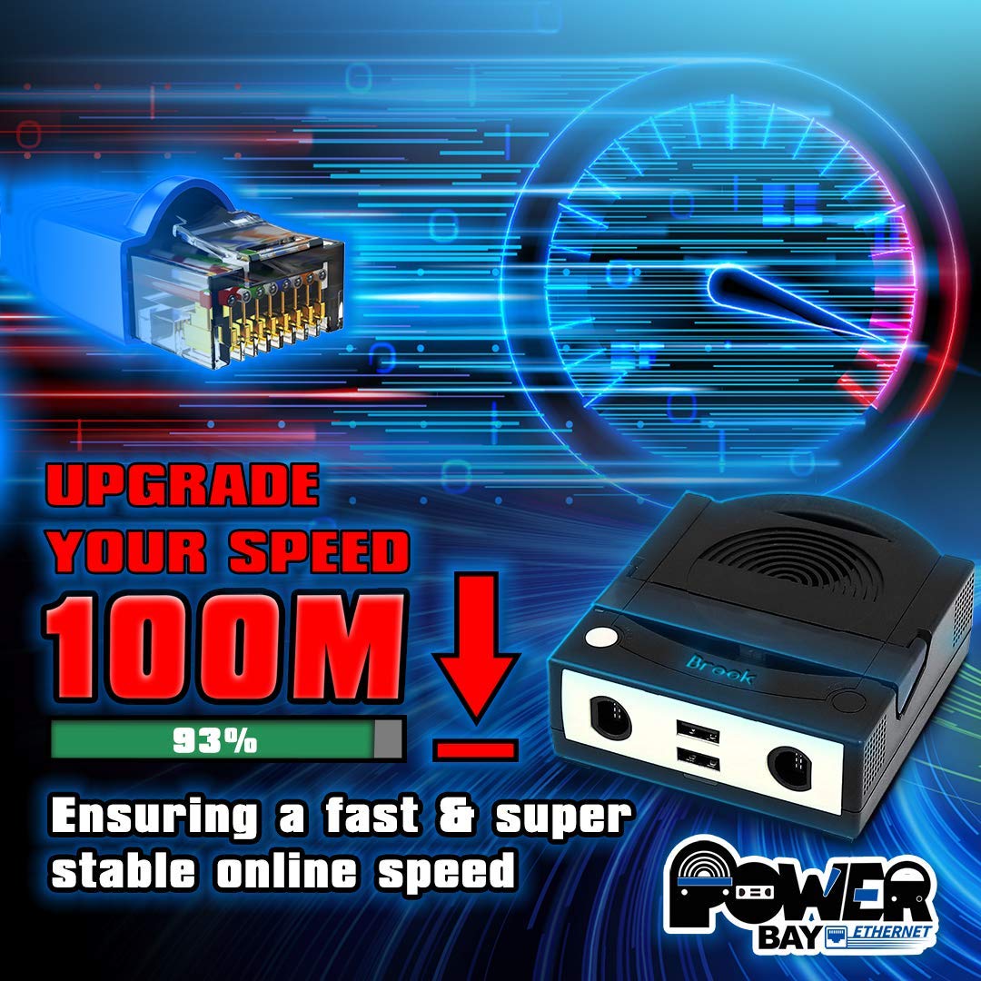 Brook Power Bay Ethernet - Portable, Fast Charging, Dock Stand, Docking Station for Nintendo Switch, Built-in Ethernet Port and GameCube Controller inputs, Supports HDMI Output, Stable Network Connect