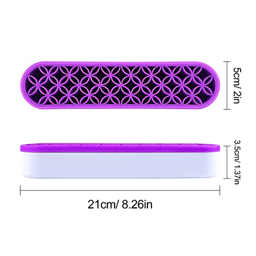 QUACOWW 2Pcs Purple Silicone Makeup Brush Holder Organizer Multifunctional Desktop Organizers Make Up Brush Storage Stand for Art Supplies Painting Pen Brushes Eyeliner Pencil and Craft Tools