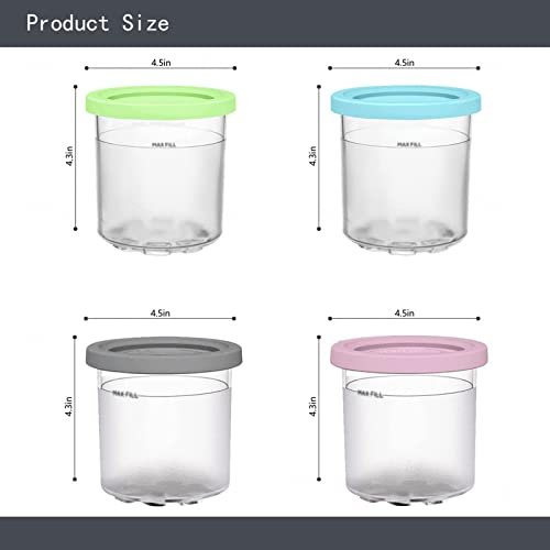 LOKOO Creami Deluxe Pints, for Ninja Creami Pints, Creami Containers Airtight,Reusable for NC301 NC300 NC299AM Series Ice Cream Maker,Pink+Gray-4PCS