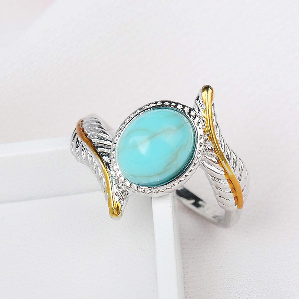 Rings for Women Luxury Creative Turquoise Feather Enamel Ring Women's Jewelrya Good Gift for a Girlfriend, Boyfriend, Family
