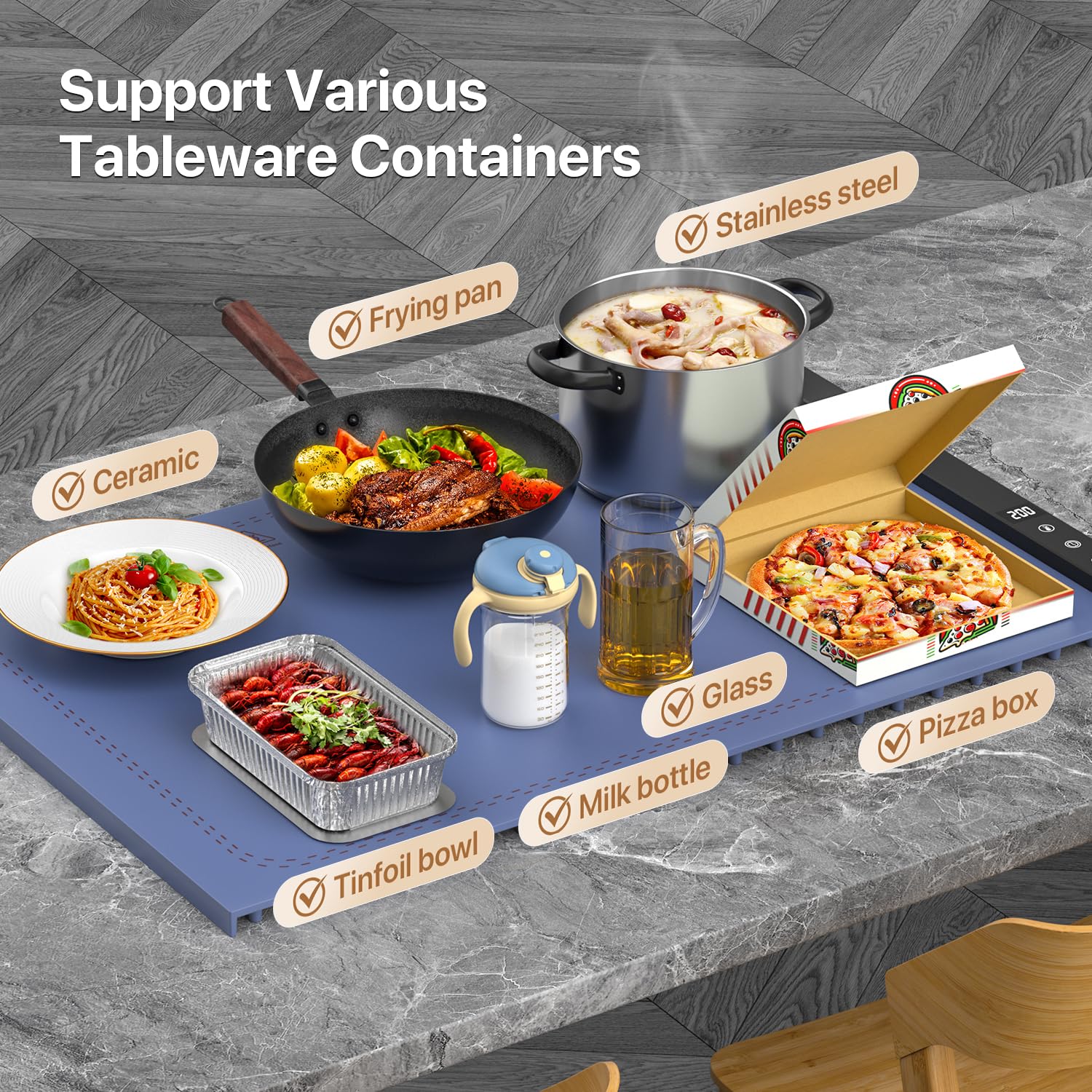Electric Warming Tray - Full Surface Heating, Foldable Food Warmer for Parties, Premium Silicone Nano-Material, 3 Temperature Settings, Food Warmer for Gatherings, Parties, Everyday Use
