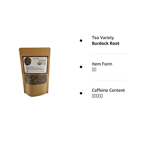 Cut & Sifted Organic Burdock Root Tea Caffeine Free 5 Ounces - Herbal Ingredient Dried Arctium lappa Tea 142G