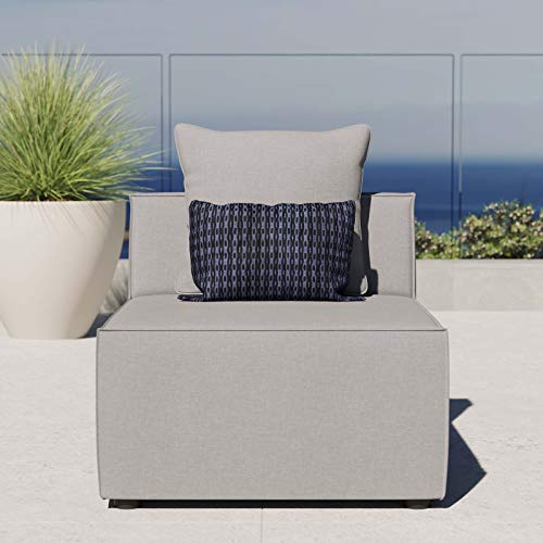 Modway Saybrook Outdoor Patio Upholstered Sectional Sofa Armless Chair in Gray