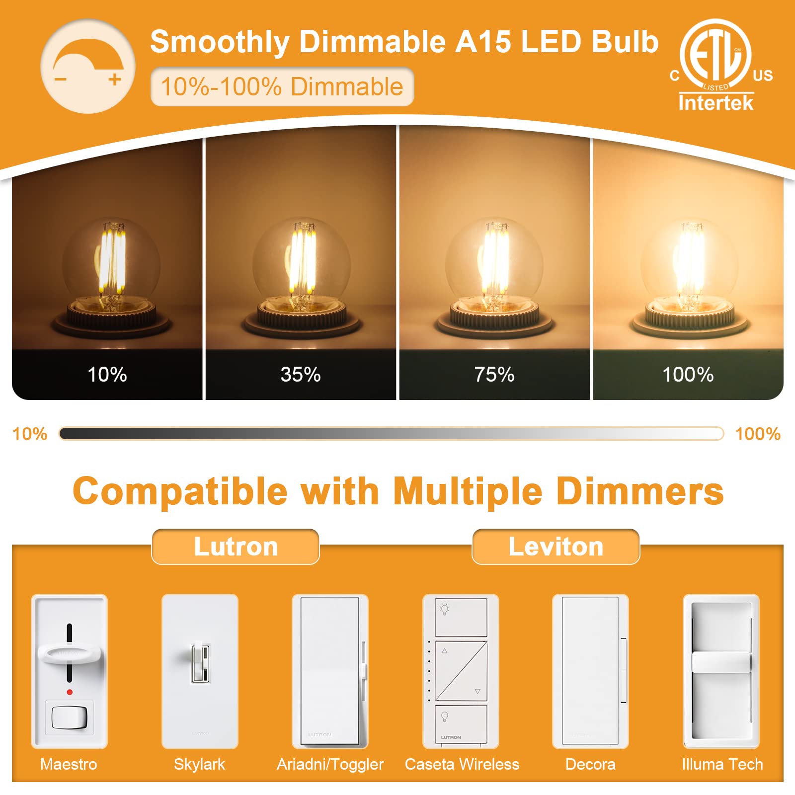 winshine E26 LED Edison Bulbs Dimmable, 3000K Soft White, G16.5 Small Light Bulb 40W Equivalent, 4W Decorative Globe Light Bulbs for Bathroom Vanity, Chandelier, Clear Glass, 120V, 400LM, 6 Pack