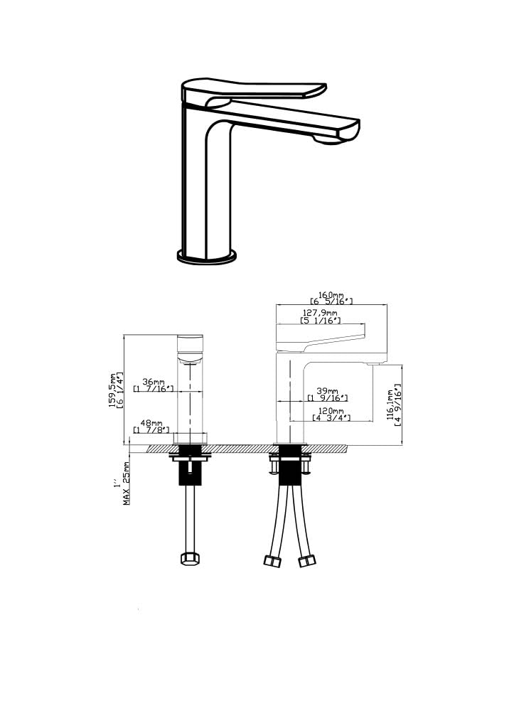 Galim Bathroom Faucets, Single Hole Sink Faucets for Bath & Kitchen, Heavy-Duty Single Handle Water Faucet, Brass Cartridge, Modern Top Mounted Design, Suitable for Hot and Cold Water, Matte Black