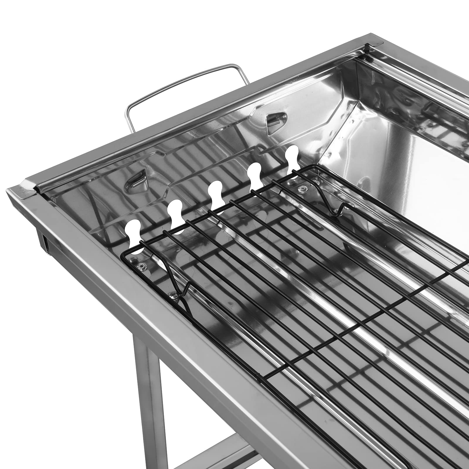 Charcoal Grill, Barbecue Grill Stainless Steel BBQ Smoker Barbecue Folding Portable Folded Camping Barbecue Grill for Outdoor Cooking Camping Hiking Picnics Backpacking Great for Outdoor Cooking