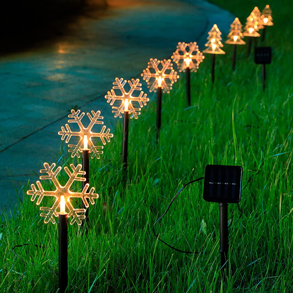 MOFUCA 5pcs Solar String Light, Halloween Christmas Outdoor Lights for Garden, Auto On Off Waterproof Christmas Decorative Lights for Party, Wedding, Home, Window, Bathroom(Snowflower)
