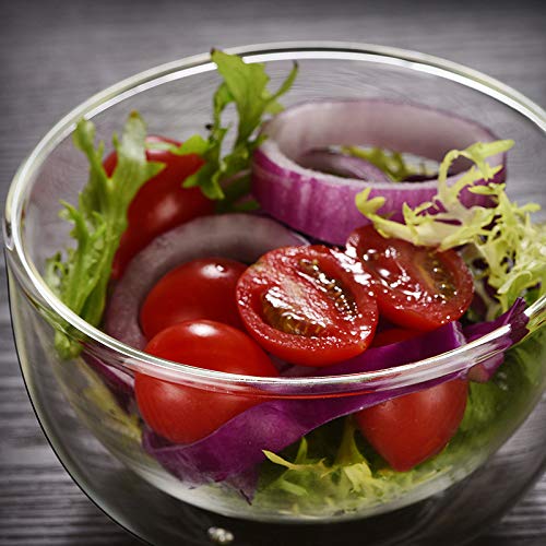 GracesDawn high temperature resistant double layer glass bowl borosilicate heat-resistant glass tableware transparent fruit salad bowl (300ml double bowl)