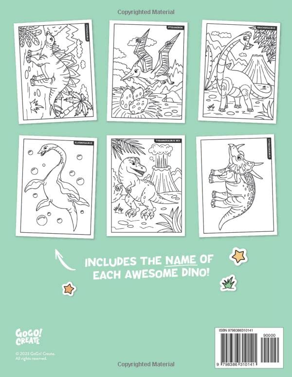 Dinosaur Coloring Book: For Kids Ages 3+ (50 Dinosaurs to Color!) - A Great Gift for Kids Ages 3-5, 4-8, 6-8