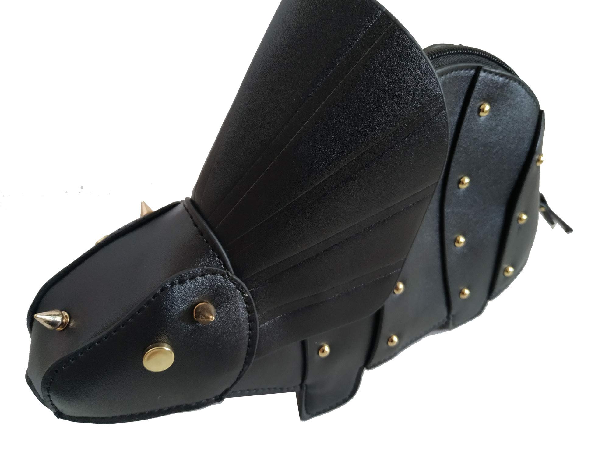 MILATA Dinosaur Shape Crossbody Shoulder Bag Women Pu Leather Rivet Chic Clutch Purse for Girls (black)