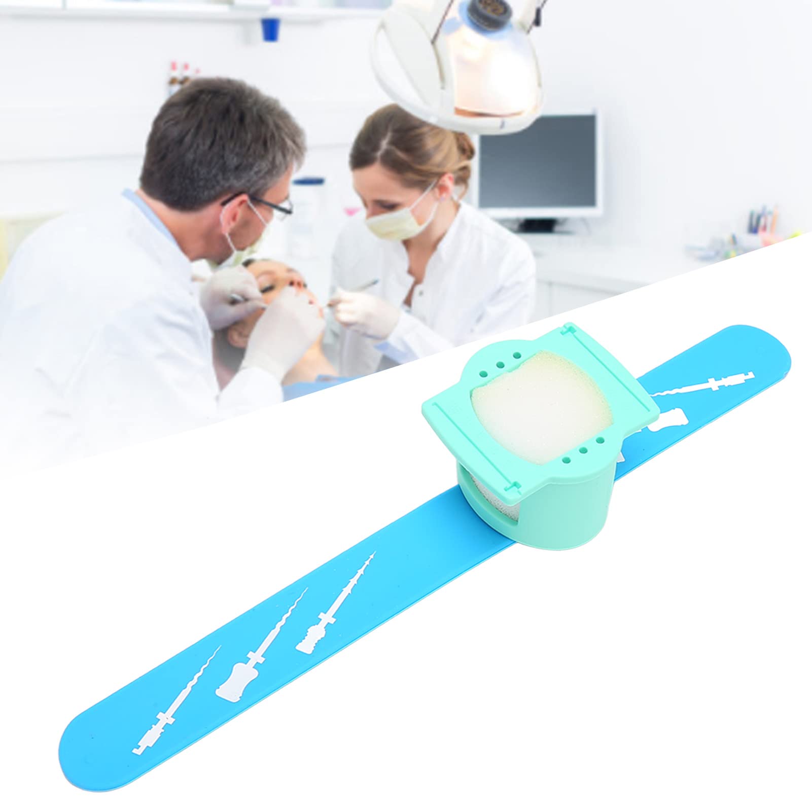 Endo Measuring Block, Dental Measuring Ruler Heat Resistant Easy Cleaning Clear Scale Handheld Robust with 2PCS Spare Sponge for Hospital (Green)