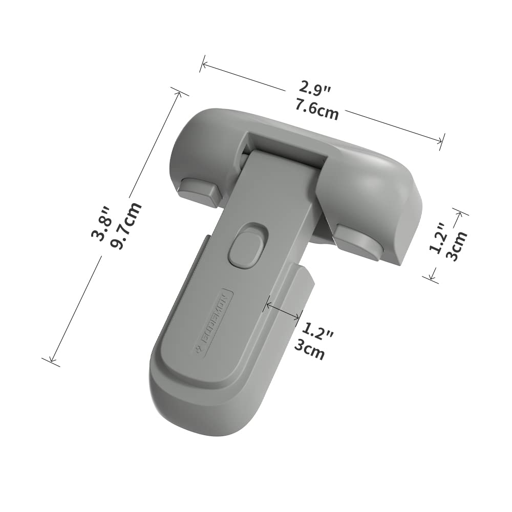 EUDEMON 1 Pack Updated Child Proof Refrigerator/Fridge/Freezer Door Lock Apply to Max 1"(25mm) Sealing Strip for Toddlers and Kids, no Tools Need or Drill (Grey)