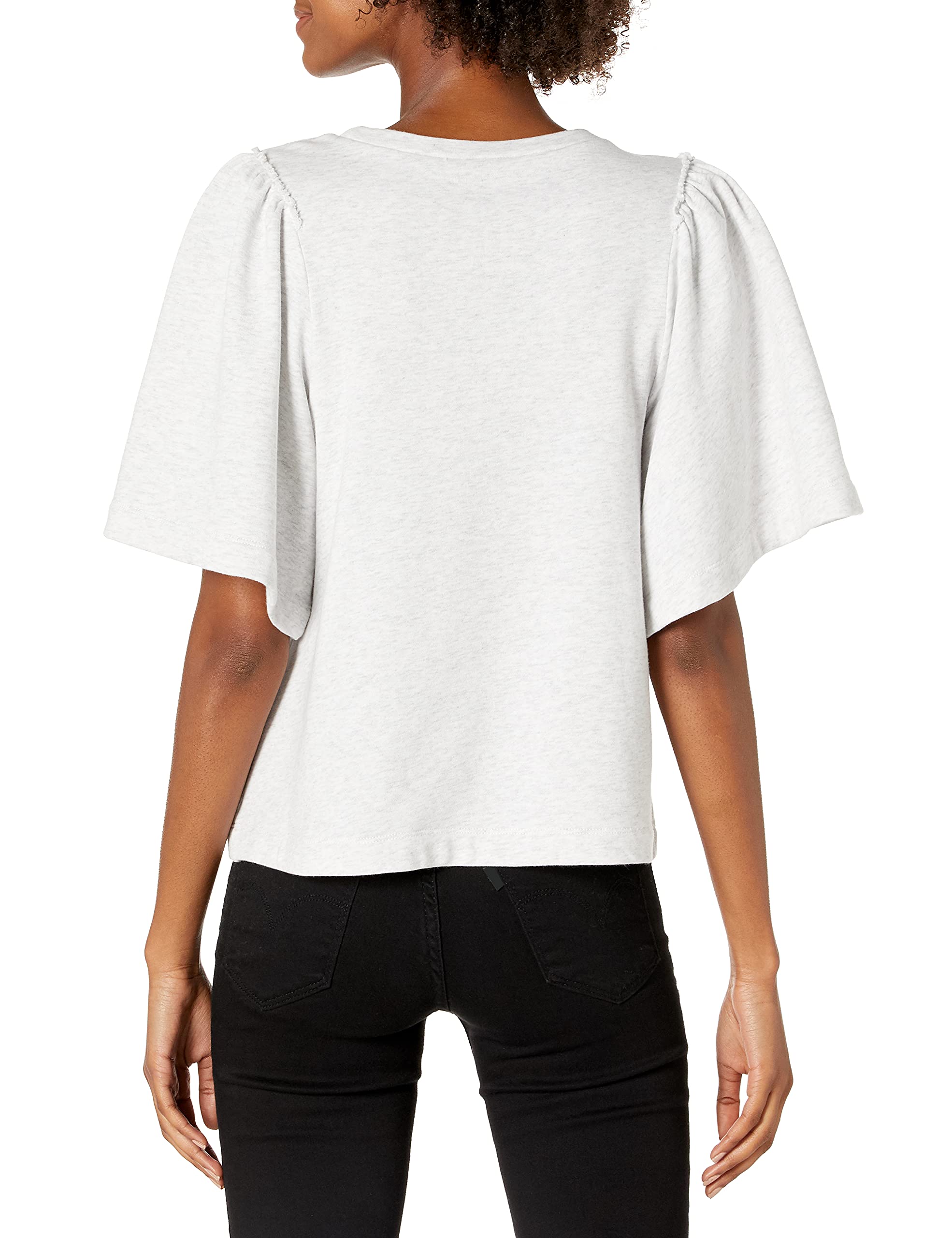 Cable Stitch Women's Flutter-Sleeve French Terry Top Light Heather Grey X-Small