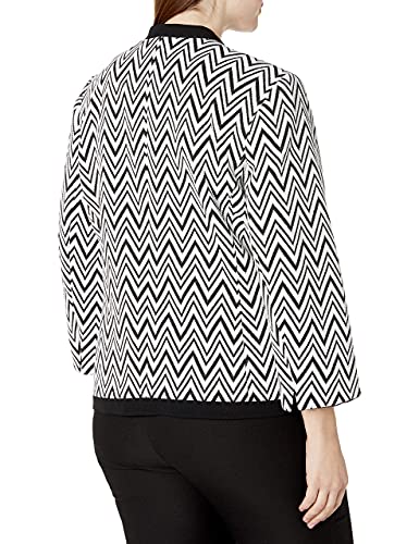 Kasper Women's Zig ZAG Knit Fly Away Jacket, Black Multi, 16