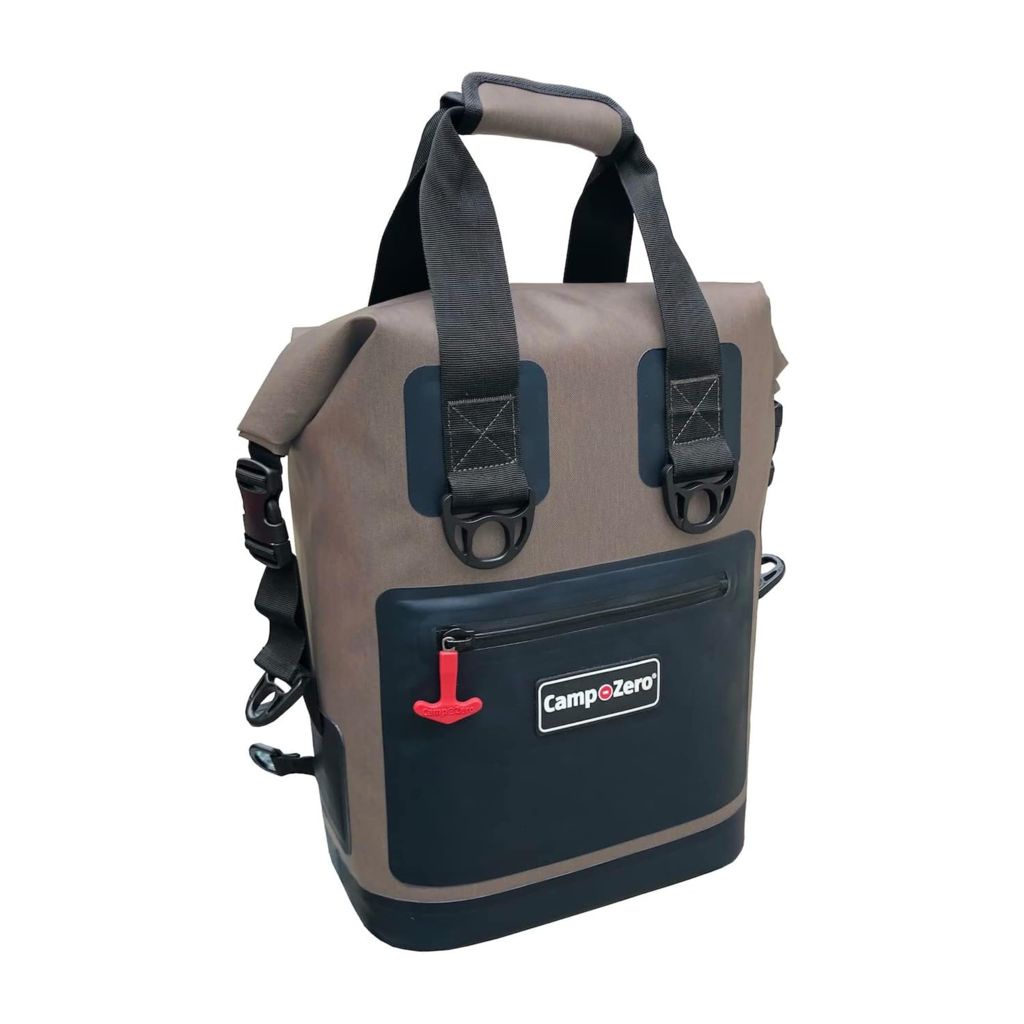 CAMP-ZERO Roll Top Cooler Bag with Backpack Straps | Easy Carry Handles & Air-Lock Closure | Keep Drinks Cold On Outdoor Adventures (Beige|Navy)