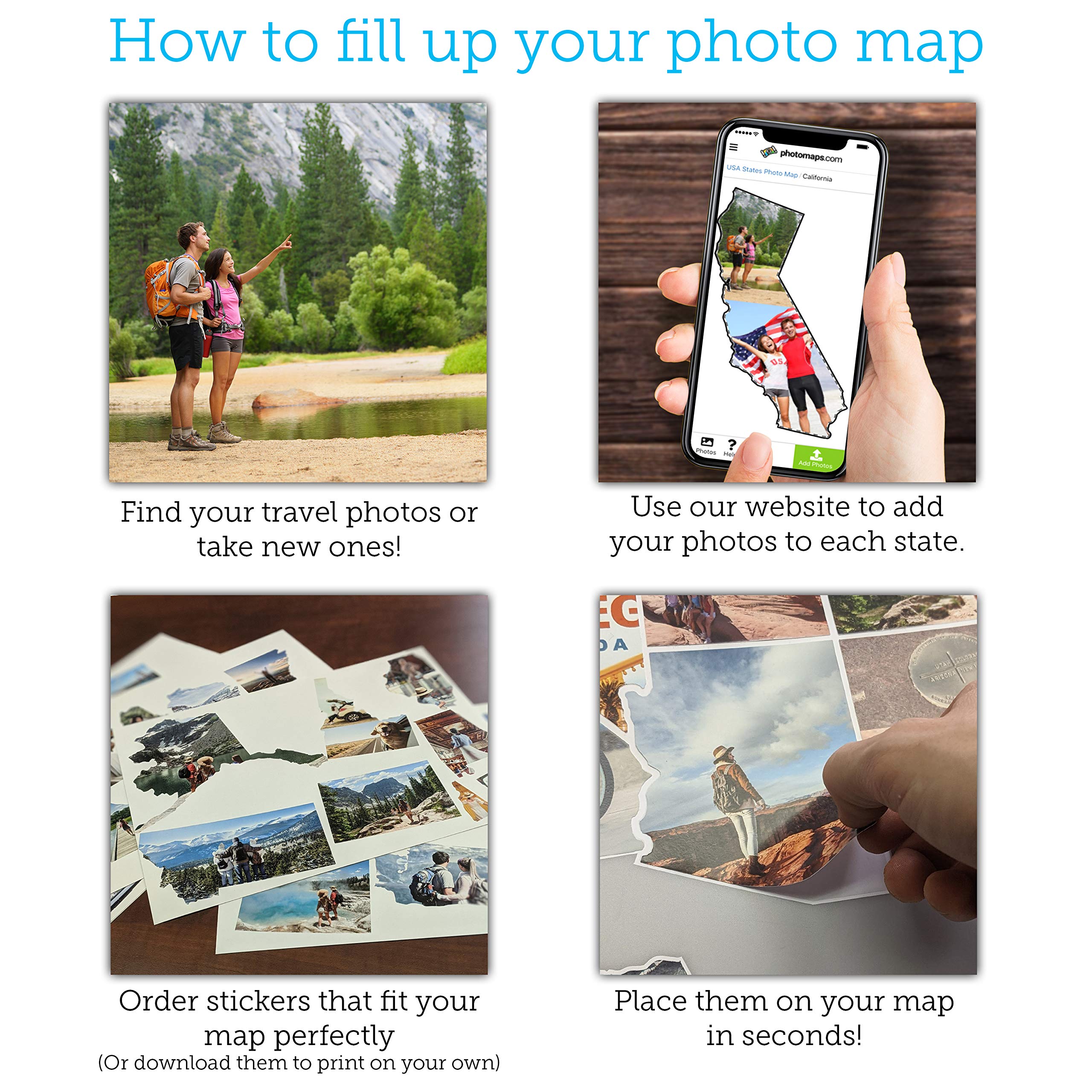 Canada Photo Map - Travel Map Sticker Collage - 24 x 36β - Made in USA (Light Grey, No Frame Hanger)
