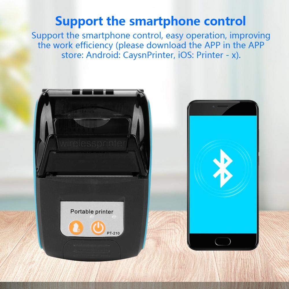 Mini Printer, Portable Receipt Printer Bluetooth Thermal Bill Printer 58 mm Directly-Heated Thermal Printer Support The Smartphone Control(Blue US), Comes with English Manual