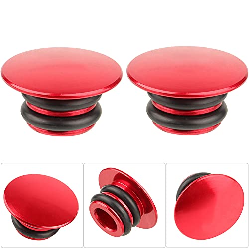 Bike Handle, Aluminium Alloy Anodized 1 Pair Metal Handlebar End Plug with Rubber Snap for Mountain and Road Bikes(Red)
