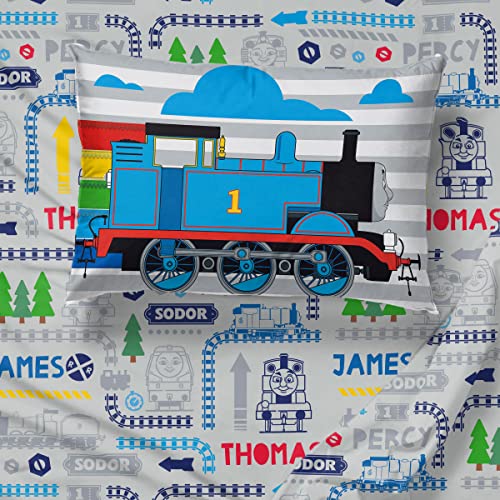 Jay Franco Thomas & Friends Rail Run 4 Piece Toddler Bed Set - Includes Comforter & Sheet Set Bedding - Super Soft Fade Resistant Microfiber (Official Mattel Product)