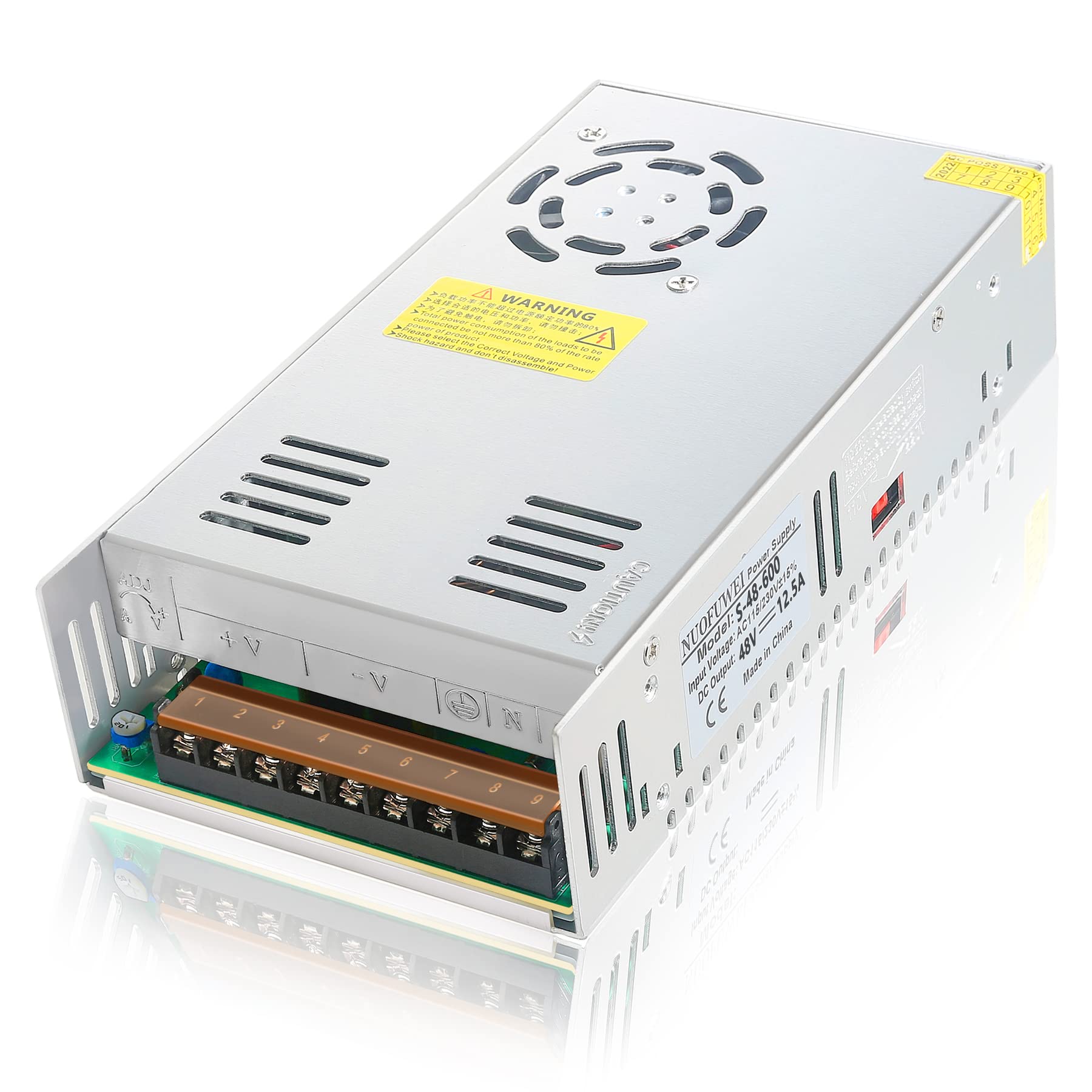 DC 48V 12.5A 600W Switching Power Supply Adapter 110V AC to 48V DC Converter Power Supply Transformer for 48Volt Drive Sensor System Lamp Meter Controller Servos Electric Motor and More 48V Device