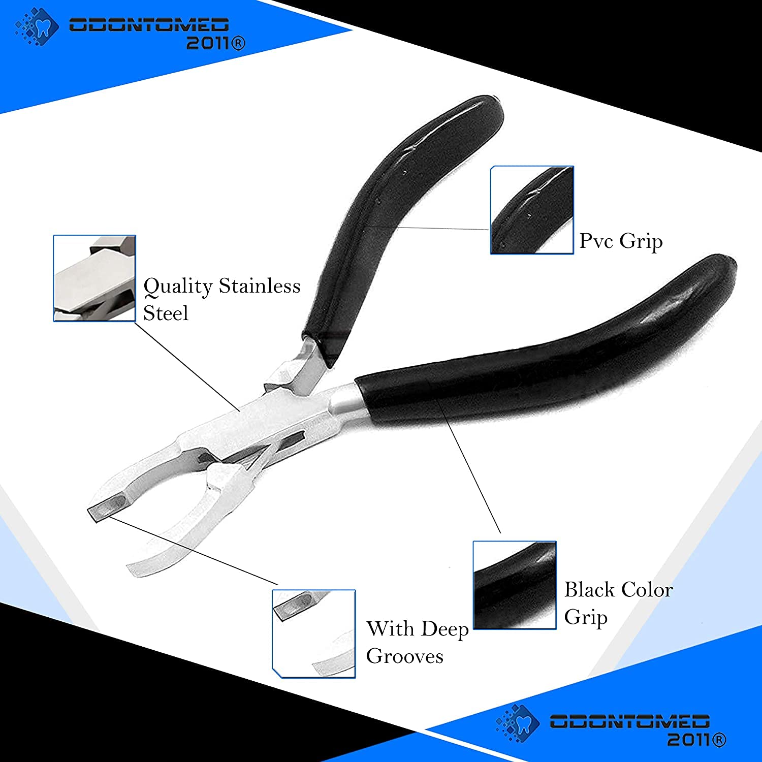 OdontoMed2011 Bead Capture Ring Opener & Closer Set - Ball Closure Body Piercing Tool Tattoo Stainless Steel Ring Opening and Closing Pliers With Black Pvc Grip