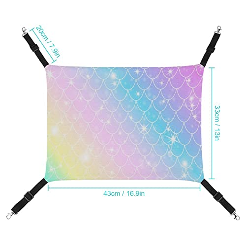 Gradient Star Fish Scales Pet Hammock Bed Guinea Pig Cage Hammock Small Animal Hanging Bed for Ferret, Chinchilla, Puppy and Other Small Animals