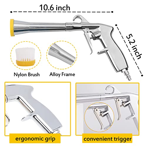 Fochutech Car Cleaning Gun High Pressure Air Blow Gun Interior Car Cleaning Kit Interior Detailing Kit Air Duster Blower Gun Car Duster Air Compressor Needed High Pressure Car Cleaning Tools (Silver)