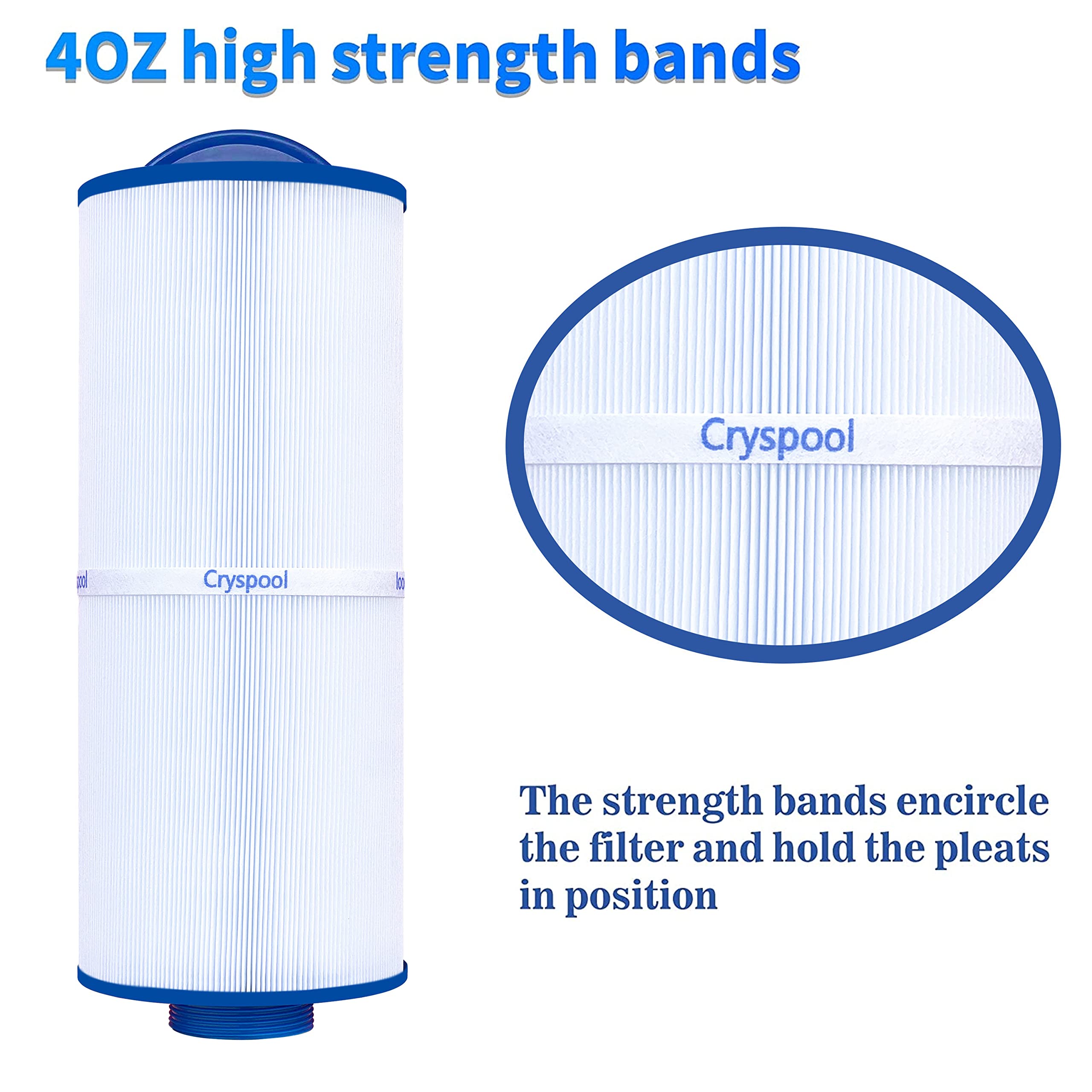 Cryspool 2" MPT-Thread Spa Filter Compatible with Marquis Spa 20041, 20091, 370-0237, 5ch-502, Marquis 50, PPM50SC-F2M, FC-0195, Cal Spa FIL11100202, 50 sq.ft, 2 Pack