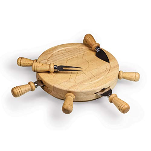 PICNIC TIME TOSCANA - Mariner Cheese Board And Tool Set - Charcuterie Board Set - Wood Cutting Board With Cheese Knives, (Parawood),Brown, Large