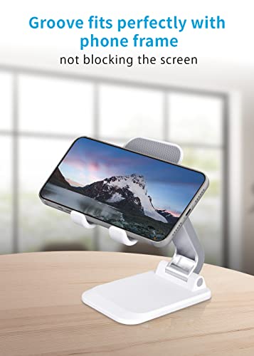 Foldable & Portable Cell Phone Stand with Silicon Pad,Adjustable Angle Height Tablet Desktop Holder Compatible with iPhone 14 Pro Max,Samsung Galaxy S20 and Other 4-8'' Smartphone