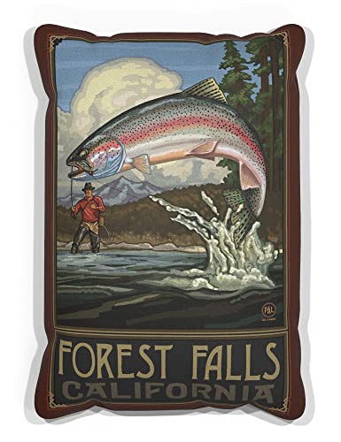 Forest Falls California Canvas Throw Pillow for Couch or Sofa at Home & Office from Travel Artwork by Artist Paul A. Lanquist 13" x 19".