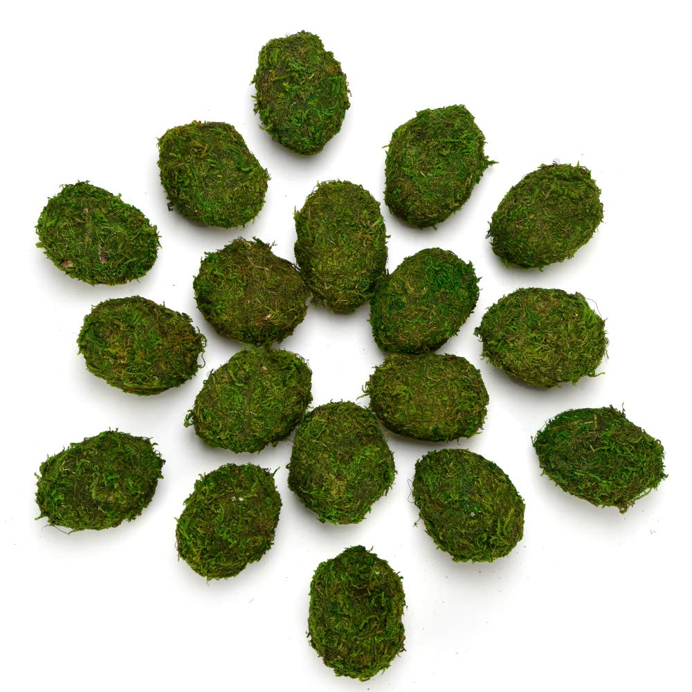 BYHER Decorative Moss Eggs, Moss Balls for Home Decor (Pack of 18)