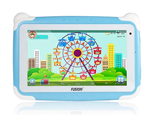 Fusion5 7" KD095 Kids Tablet PC - 64-bit Quad-core, Android 8.1 Oreo, WiFi, Parental Controls, Kids Learning Tools, 32GB Storage, Dual Cameras, Kids apps, Tablet PC for Kids (Blue)