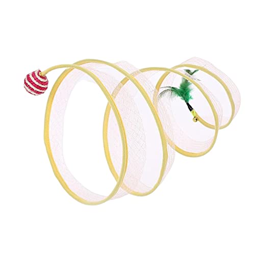 Gralara Cat Tunnel Tube Collapsible Pet Interactive Toy Playing Tent for Puppy Kitten Accessories Home, Sisal Round