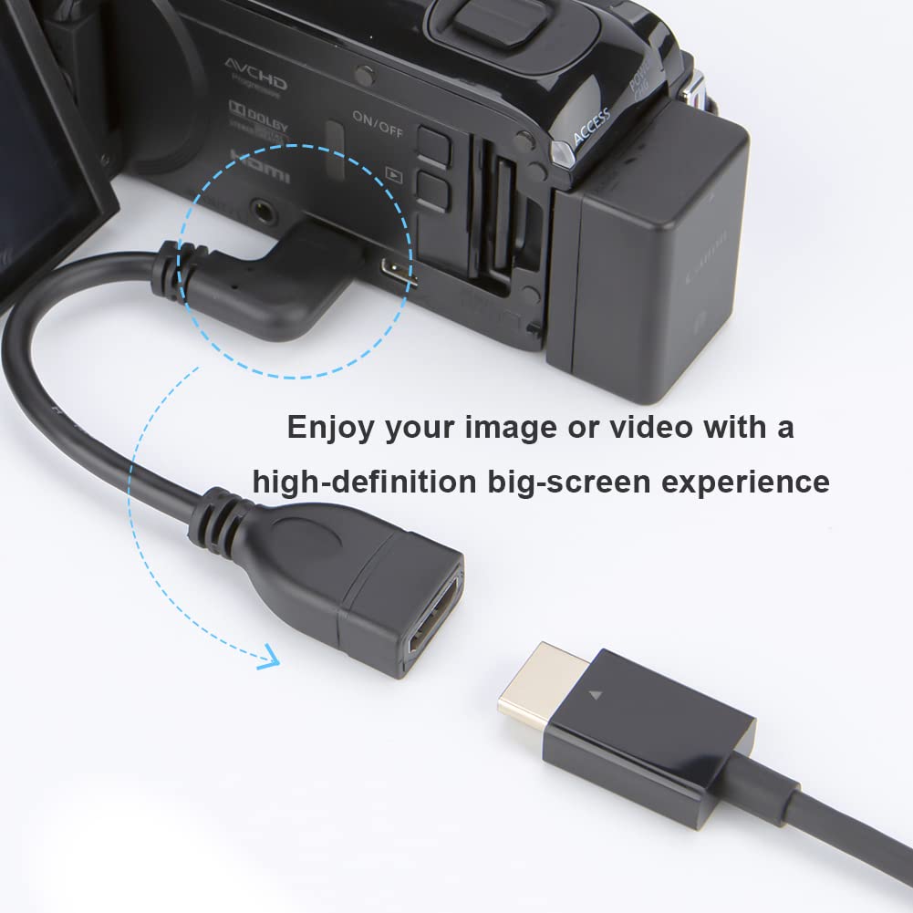 CableCreation Mini HDMI to HDMI Cable, 0.5ft 90 Degree Left Angle Mini-HDMI Male to HDMI Female Adapter,Support 1080P Full HD,3D,for Camera,Camcorder,Graphics Card,Laptop,Tablet,HDTV,Projector,Black