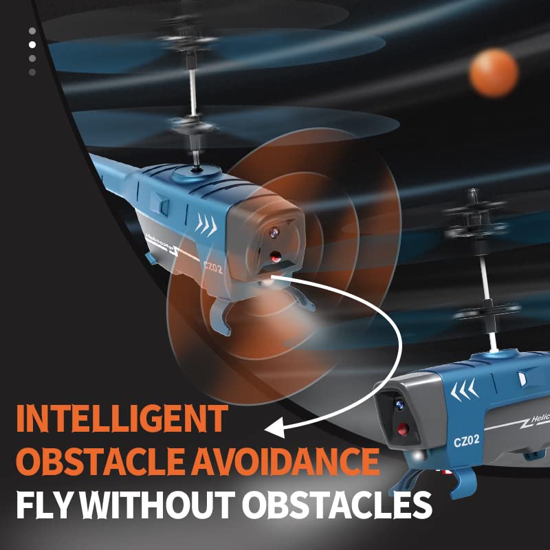 DAKYAM Remote Control Helicopter, Indoor Outdoor Flying 3.5 Channel Mini RC Helicopter with LED Lights, Intelligence Obstacles Avoidance Mini RC Aircraft with Altitude Hold for Kids Adults (Silver)