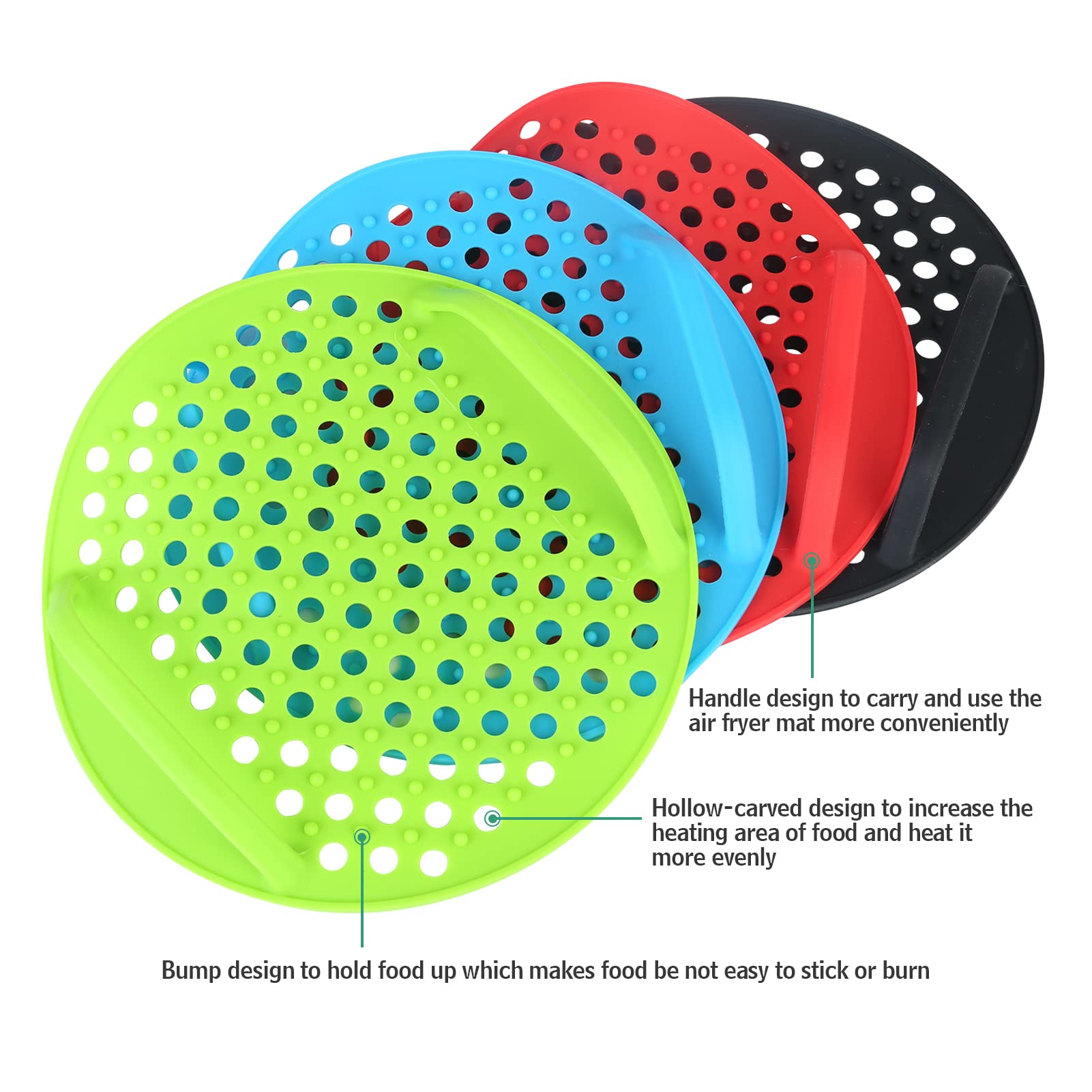 Coolnice air fryer mat - 2 PCS（Small & Large Size）Air fryer silicone liners for counter heat resistant reusable non sticky heat proof pad for kitchen baking accessory cooking utensils (BLACK)