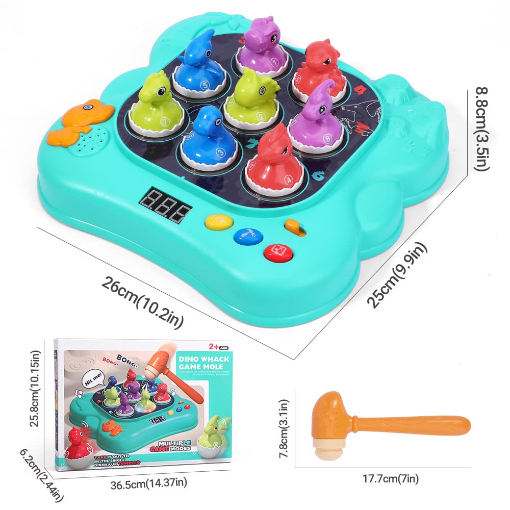 Dinosaur Toys,Interactive Whack A Dinosaur Game with Single & Multiplayer Mode,Electronic Pounding Toys with Dino Instruction,Music,Q&A Mode,Educational Toys for 3 4 5 6 7 8 Years Old Boys Girls