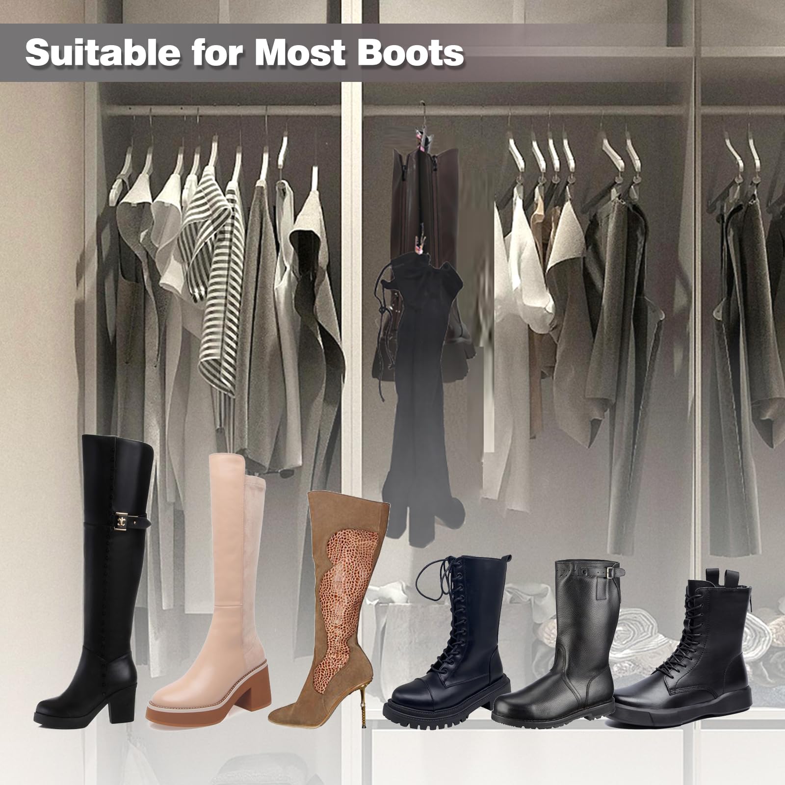 Enlivczom Boot Storage, Lightweight and Convenient Boot Organizer, Boot Holder for Hanging Boots Vertically, Two Free Lanyards (White Single Clip Circle)