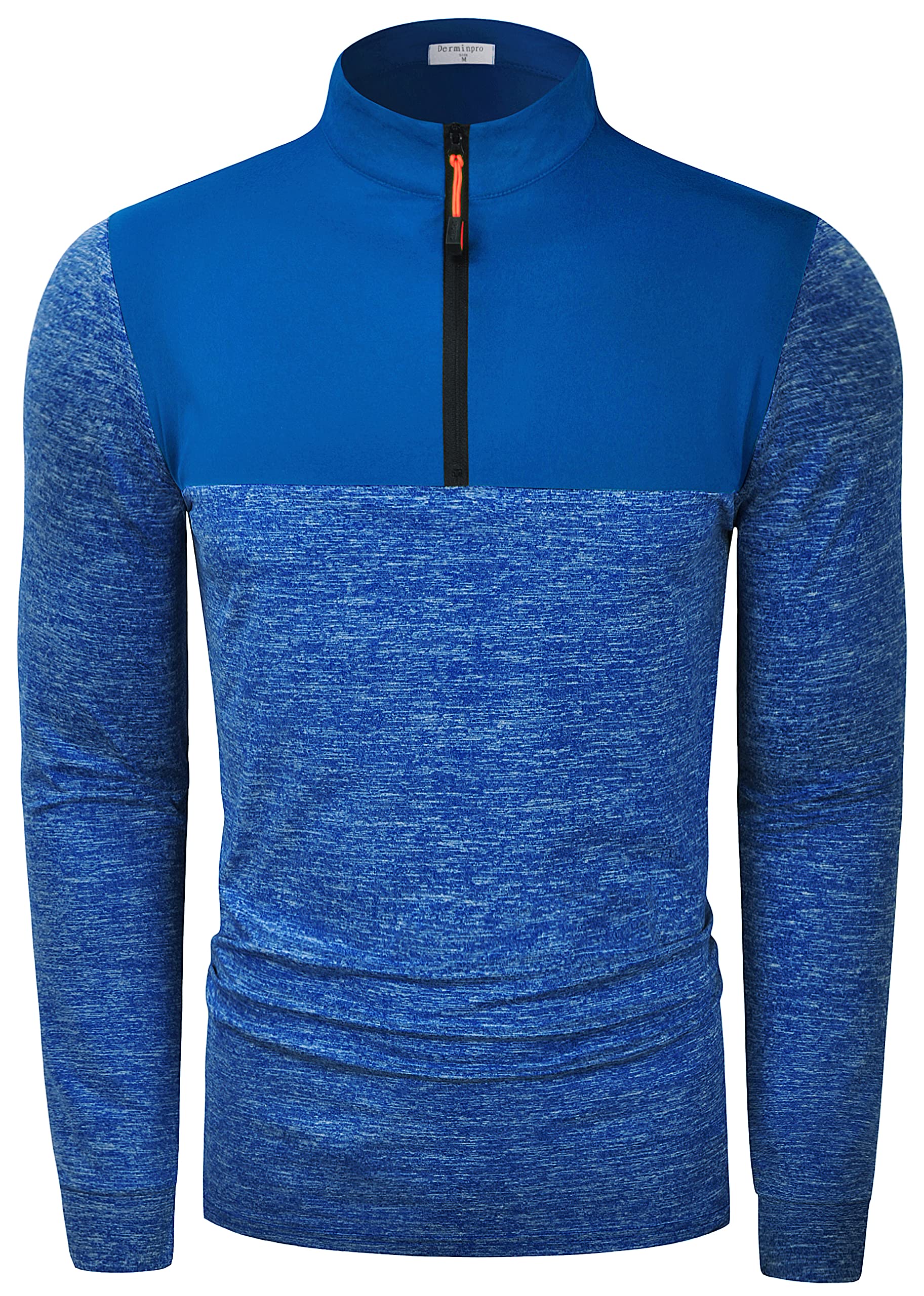 Derminpro Men's Lightweight Half Zip Pullovers Hiking Athletic Thermal Shirts Black Medium