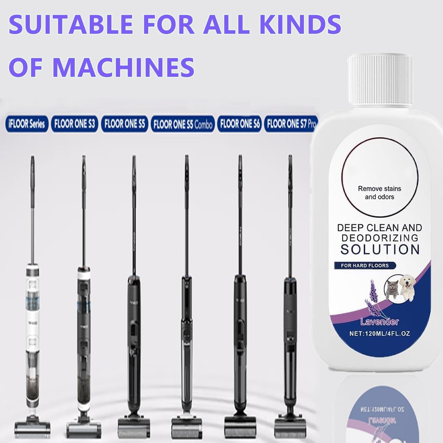 Floor Cleaning solution,Multi-Surface Floor Cleaning Solution,Household Floor Cleaner, Floor Cleaning Liquid for All-Robot Vacuum Cleaner with Mop and Cordless Wet-Dry Vacuum Cleaner(120ml) 