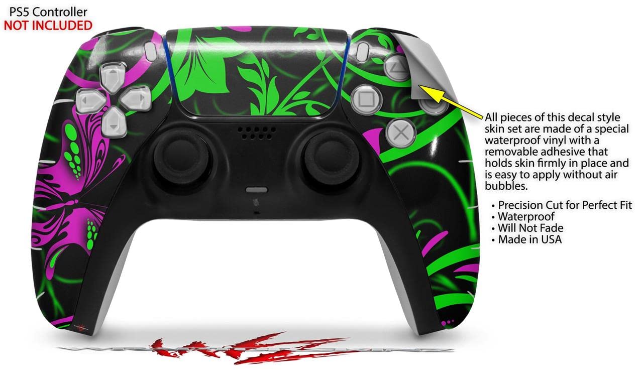 WraptorSkinz Skin Wrap compatible with Sony PS5 DualSense Controller Twisted Garden Green and Hot Pink (CONTROLLER NOT INCLUDED)