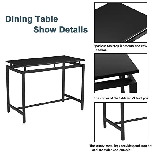LinkRomat Dining Room Table Set, Bar Dining Table Set for 4, Industrial Kitchen Table with 4 Square Stools, 5 Piece Height Pub Dinner Table Set for 4, Bistro Table and Chairs for Small Spaces, Black