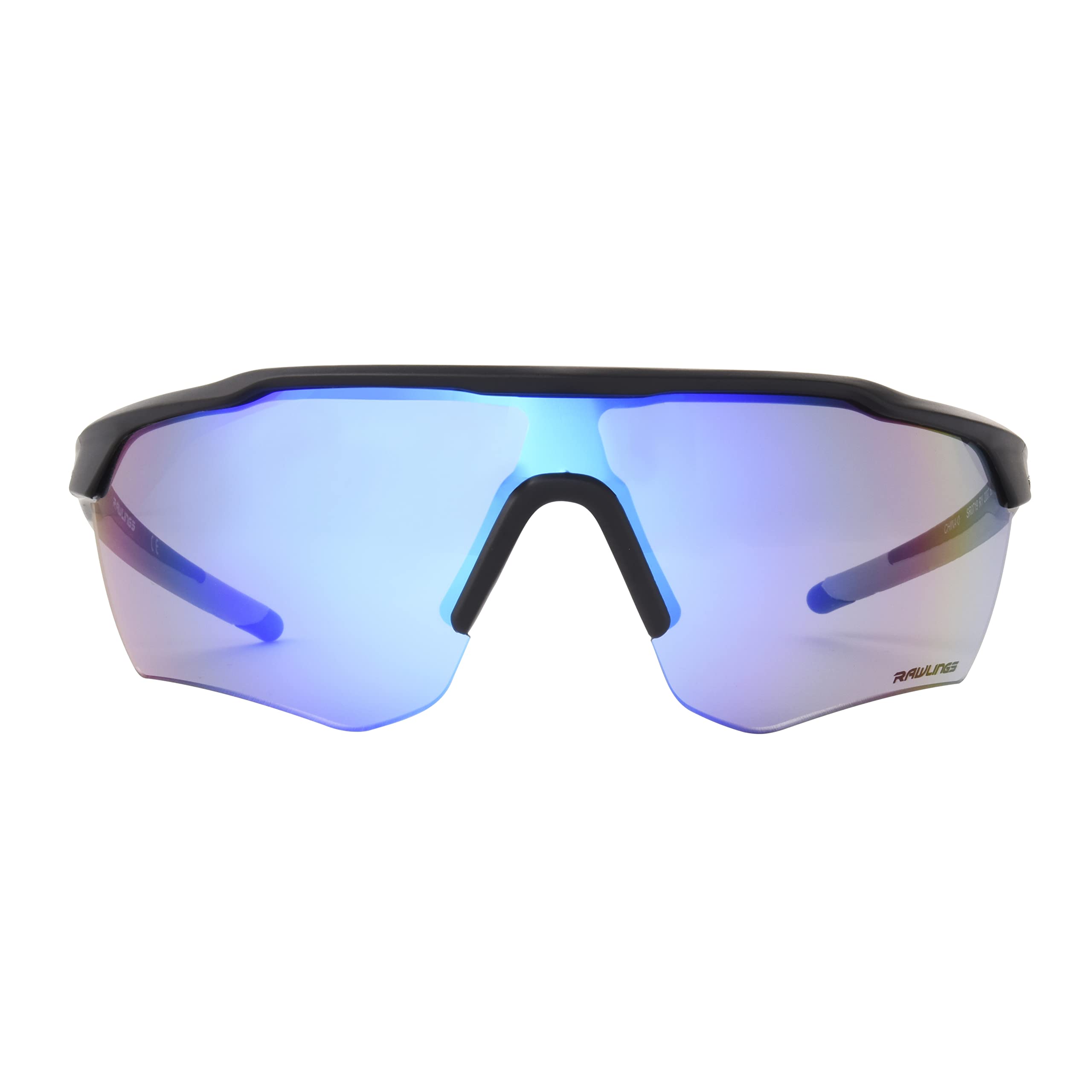 Rawlings Batter Up Youth Baseball Sunglasses, Matte Black/Sky Blue Mirror, 65mm