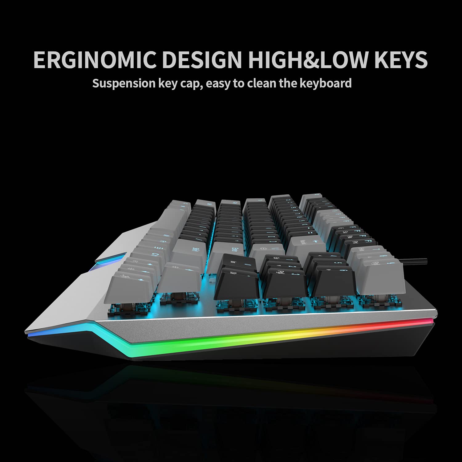 CIY Mechanical Gaming Keyboard, RGB Backlit Ultra-Compact 89 Keys Gaming Keyboard with Hot-Swappable Switch and Stand-Alone Arrow/Control Keys/Number Keys (Optical Switches)