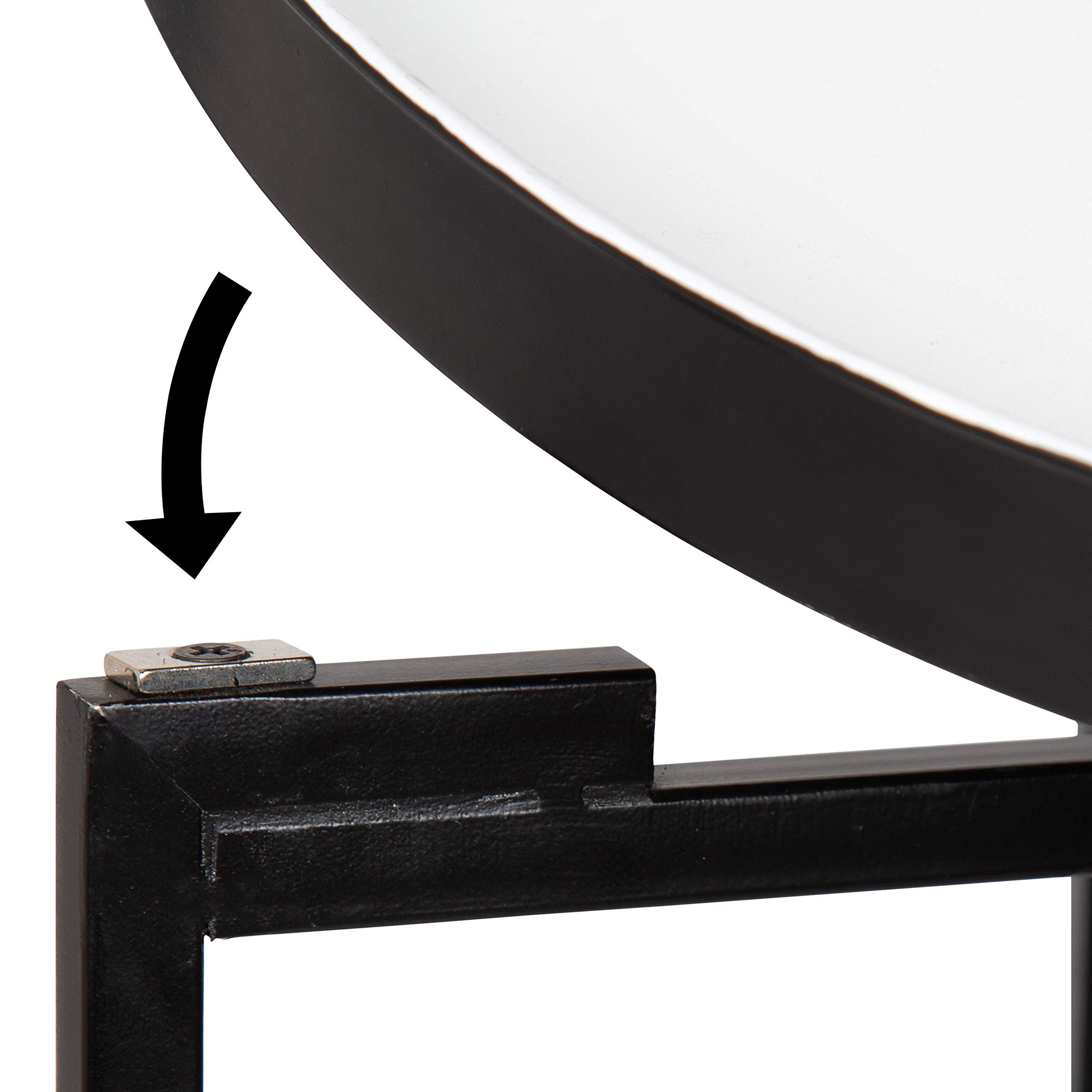 Kate and Laurel Celia Round Foldable Tray Accent Table, 14" x 14" x 25.75", White and Black, Modern Minimalist Design and Detachable Magnetic Tabletop