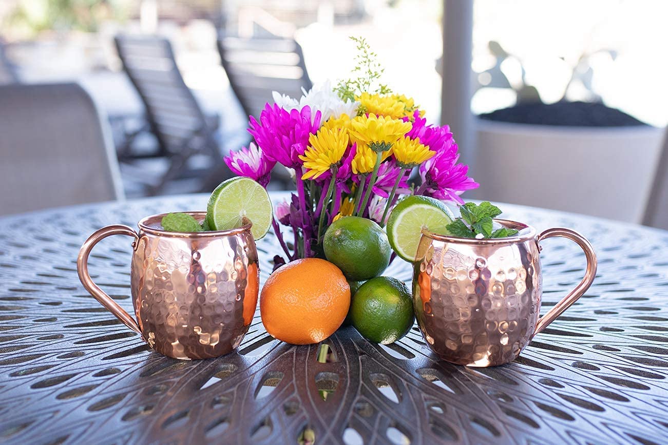 Copper Mules Moscow Mule Copper Mugs Set of 2 Hand Hammered - Classic Riveted Handles β The Finest Moscow Mule Mugs - Holds 16oz each